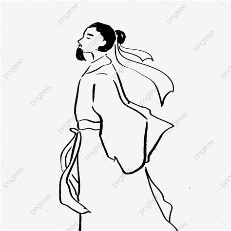 공자 선 그리기 우아하고 흑백 일러스트 클립 아트 흑백 공자 선 그리기 Png 일러스트 및 Psd 이미지 무료 다운로드
