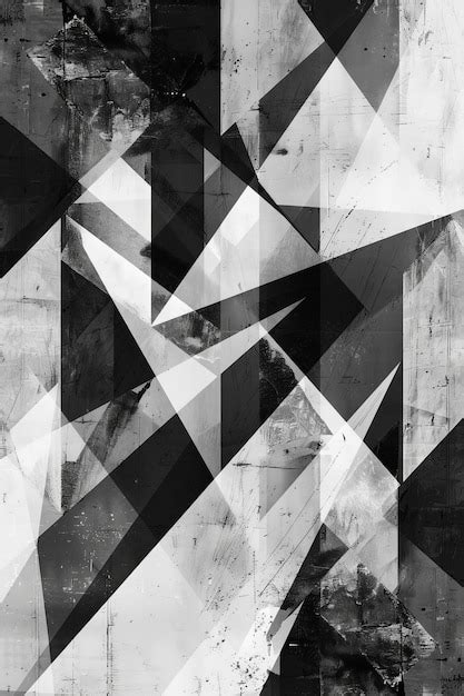 Canvas Poster With Monochromatic Geometric Shapes In Grayscale Showcasing Various Polygons And