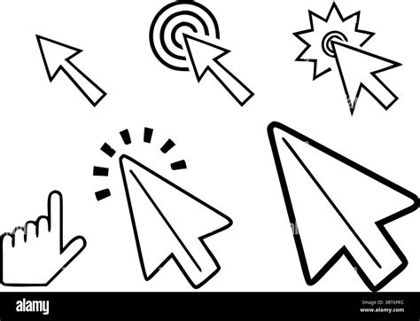 Mouse Click Cursor Icon Set Hand Finger Arrow Pointer Symbol Vector