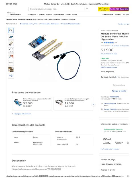 Modulo Sensor De Humedad De Suelo Tierra Arduino Higrometro Pdf Arduino Ingenieria Eléctrica