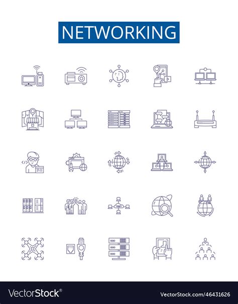 Networking Line Icons Signs Set Design Collection Vector Image
