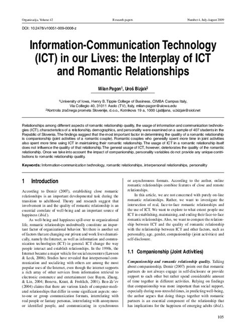 Pdf Information Communication Technology Ict In Our Lives The Interplay Of Ict And Romantic
