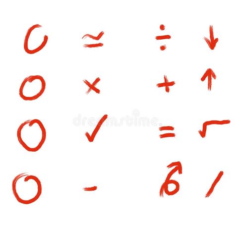Hand Drawn Digital Lines Math Symbols Addition Subtraction Multiplication Division Equals Stock