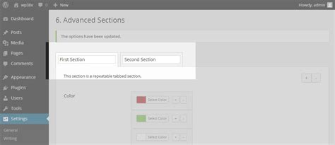 section tabs tutorials of admin page framework