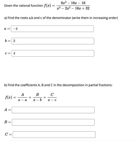 Solved Given The Rational Function