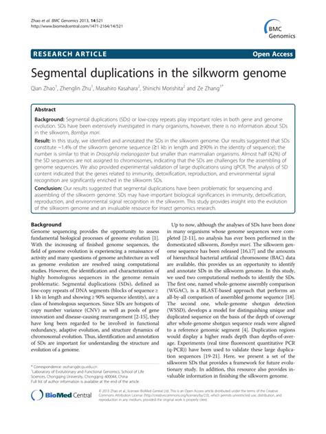 Pdf Segmental Duplications In The Silkworm Genome