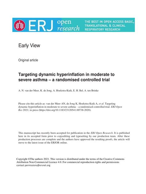 Pdf Targeting Dynamic Hyperinflation In Moderate To Severe Asthma A Randomised Controlled Trial