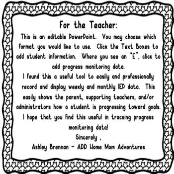 EDITABLE IEP DATA SHEETS FOR PROGRESS MONITORING By Ashley Brennan Academics