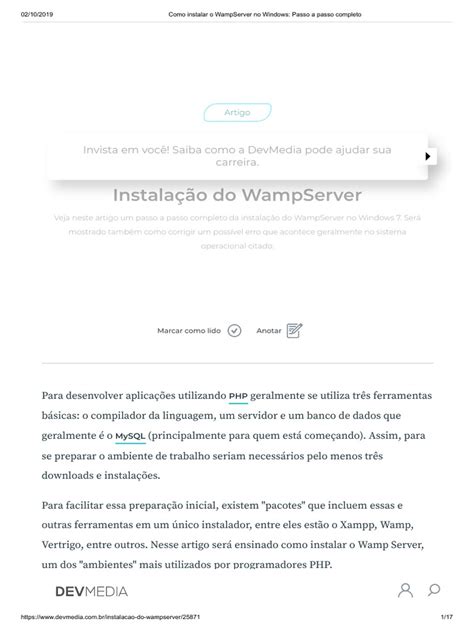 Como Instalar O Wampserver No Windows Passo A Passo Completo Pdf Pdf Php Microsoft Windows
