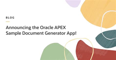 Announcing The Oracle Apex Sample Document Generator App Kaushik Subramaniam