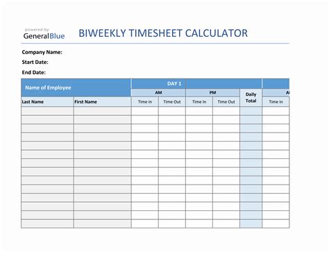 Free Excel Timesheet Template Multiple Employees