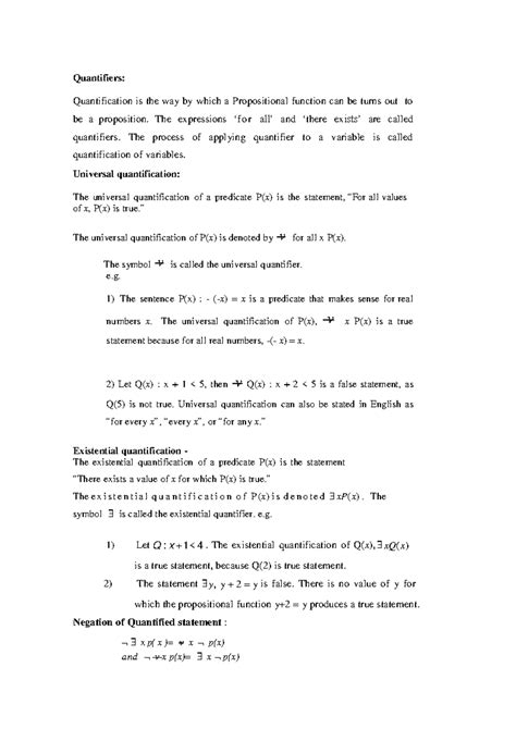 Discrete Mathematics Lecturer Notes Pdf 6 Quantifiers Quantification Is The Way By Which A