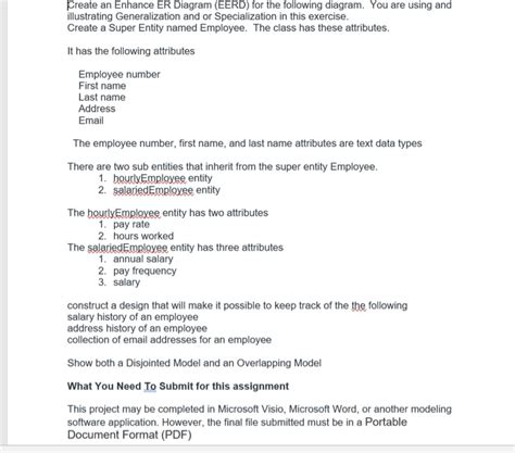 Solved Create An Enhance Er Diagram Eerd For The Following