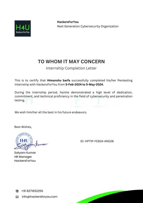 Cybersecurity Ethicalhacking Internship Hackersforyou Learning Growth Infosec Himanshu