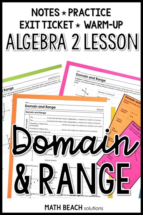 Domain And Range Lesson Inequality Interval And Set Notation Algebra Lesson Plans Algebra