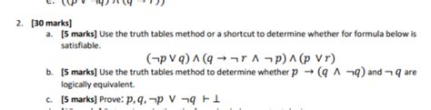solved 2 [30 marks] a [5 marks] use the truth tables
