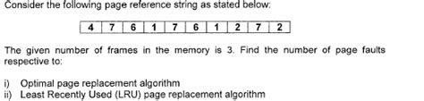 solved consider the following page reference string as