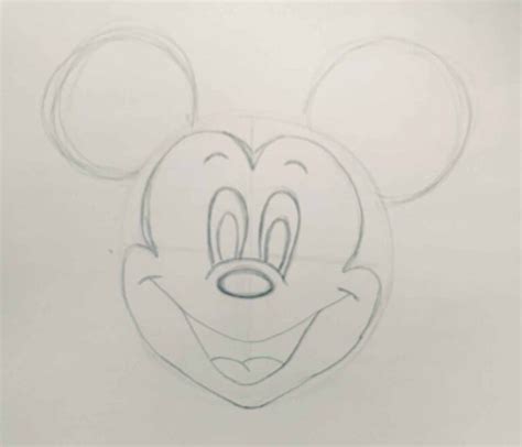How To Draw Mickey Mouse Face With Ears Basicdraw Com