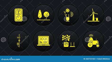 Set Standalone Sensor Wind Turbine Genetic Engineering Modification Smart Farming Technology
