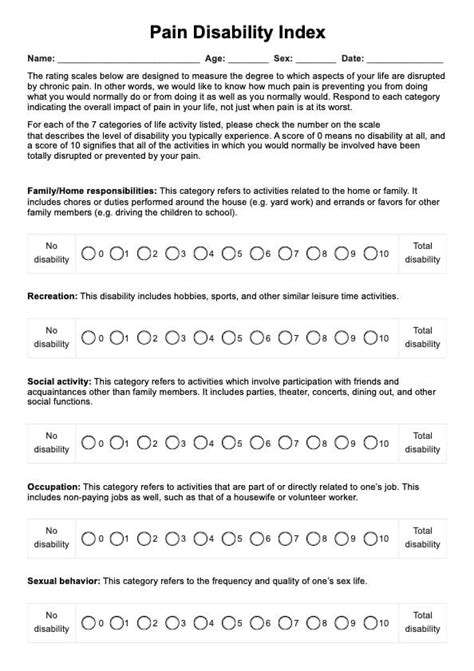 Neck Disability Index And Example Free Pdf Download