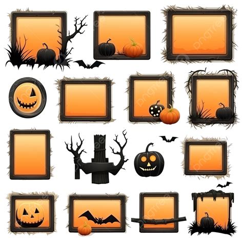 Set Of Halloween With Frame Border For Gui Asset Elements Game Box Game Asset Cartoon Game