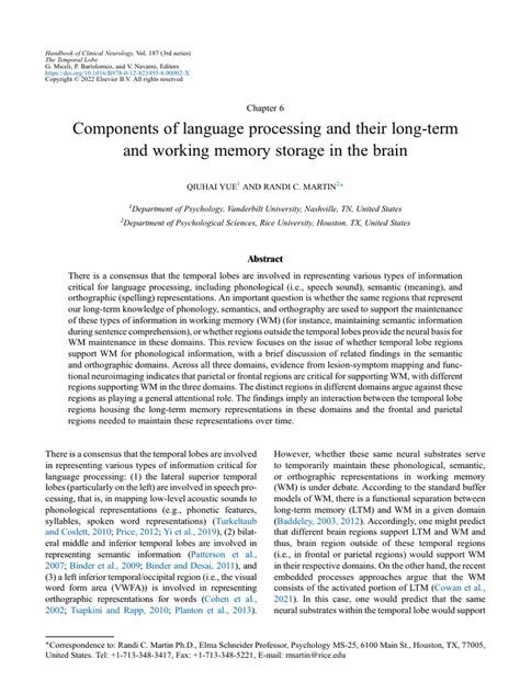 Chapter 6 Components Of Language Processing And Their 2022 Handbook Of Cli Pdf