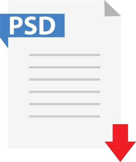 Download Psd Icon On White Background Psd File With Down Arrow Sign Psd Document Type Symbol