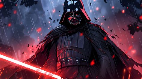 Star Wars Darth Vader In The Rain Desktop Wallpaper In 4k Hd