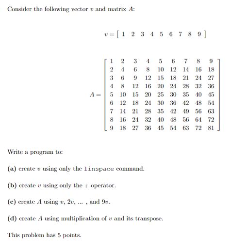 Solved Consider The Following Vector V And Matrix A V Chegg Com