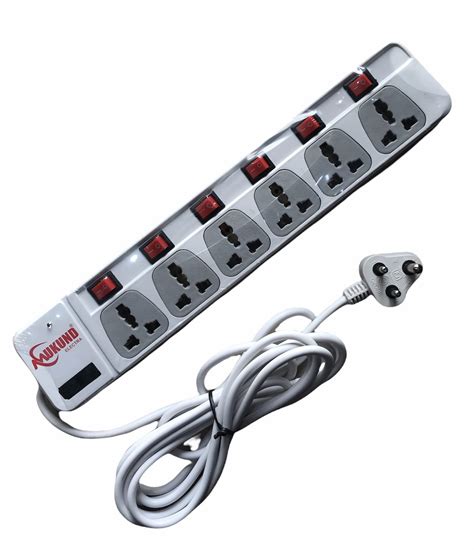 Buy Hv Home Viser Extension Board Spike Guard 6 Way Socket With Individual Switch Fuse Indicator