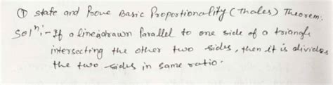 State And Prove Basic Proportionality Thales Theorem Soln If A L