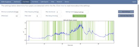 Screen Capture From Eda Explorer Performing A Peak Arousal Detection