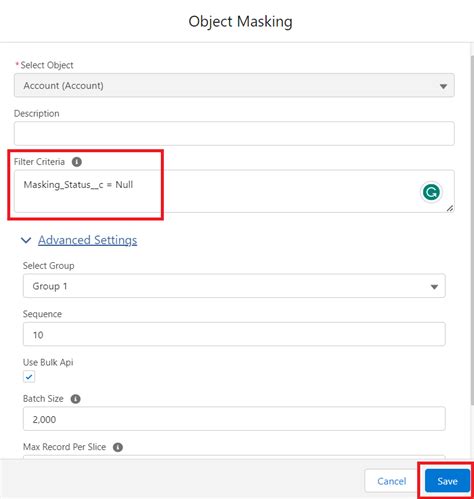 track masking progress with the custom field masking status optional