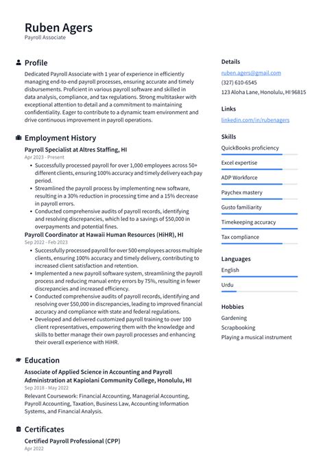 Top 17 Payroll Associate Resume Objective Examples