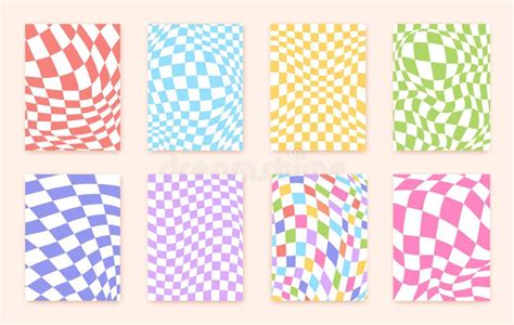 Distorted Checkered Posters Patterns Distortion Grooved Wavy Squares