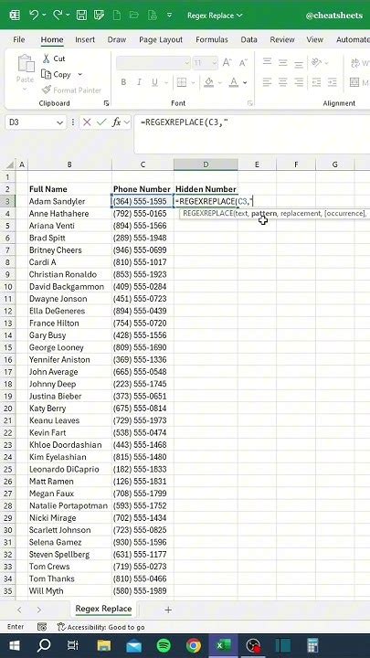 New Regex Replace Function In Excel‼️ Excel Exceltips Accounting