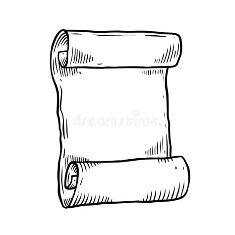 Hand Drawn Monochrome Old Scroll Line Art Sketch Vintage Style Stock Vector Illustration Of