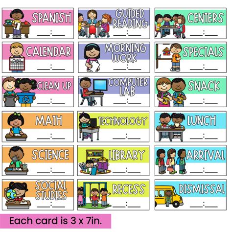 Colorful Classroom Schedule Cards Editable Visual Daily Schedule