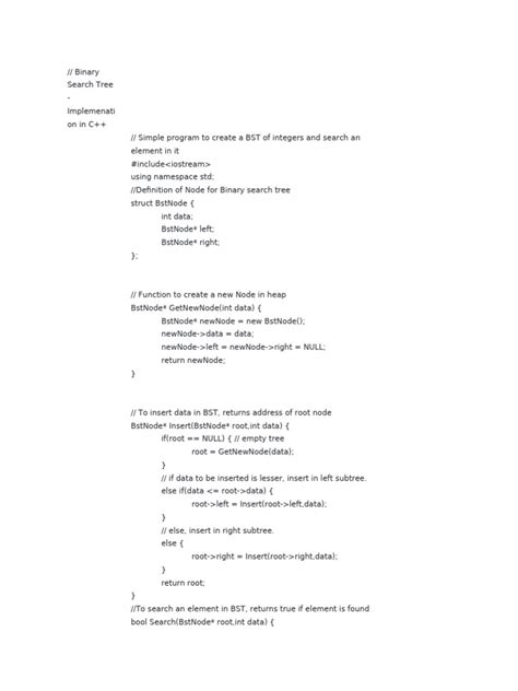 Binary Search Tree Implementation Pdf Software Engineering