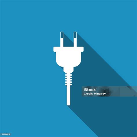 전기 플러그 아이콘 긴 그림자와 격리입니다 연결 및 연결 해제의 전기의 개념입니다 평면 디자인입니다 벡터 일러스트 레이 션