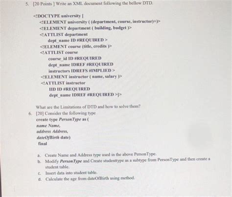 Solved 5 20 Points Write An Xml Document Following The