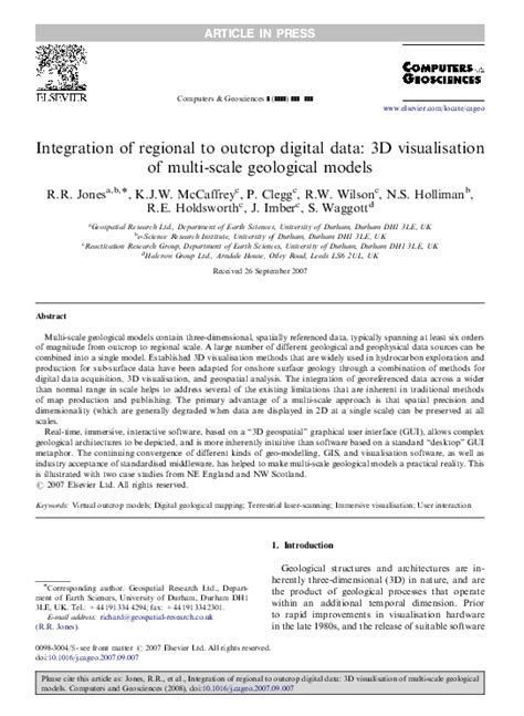 Pdf Integration Of Regional To Outcrop Digital Data 3d Visualisation