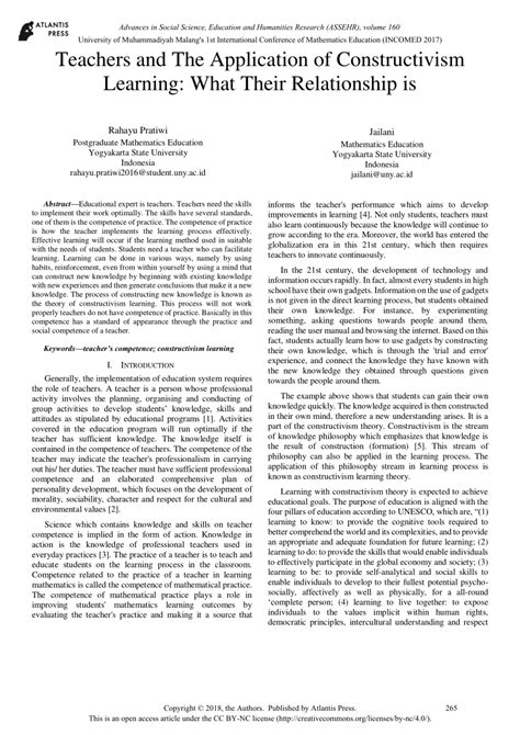 PDF Teachers And The Application Of Constructivism Learning What Their Relationship Is