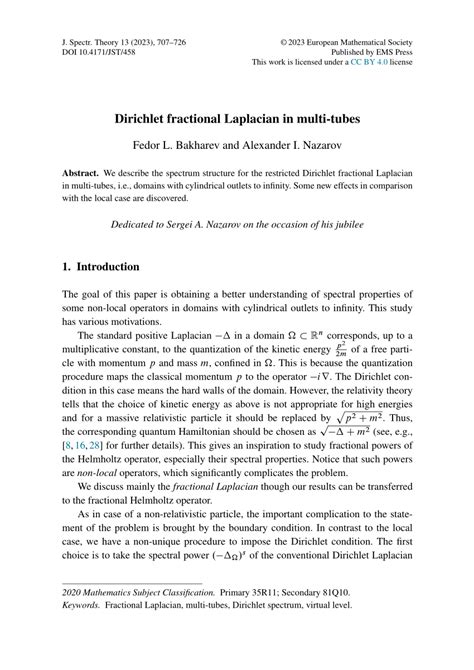 Pdf Dirichlet Fractional Laplacian In Multi Tubes