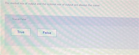 Solved The Market Mix Of Output And The Optimal Mix Of