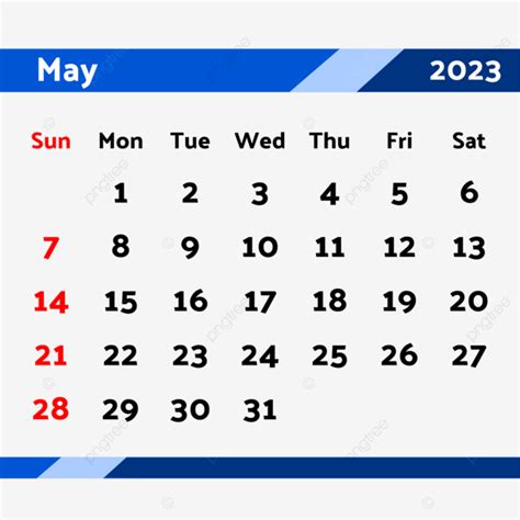 2023 Calendar May 2023 Calendar Calendar May Png And Vector With