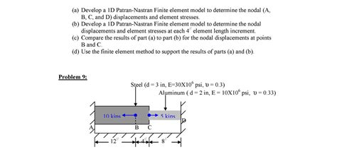 a develop a 1d patran nastran finite element model to determine