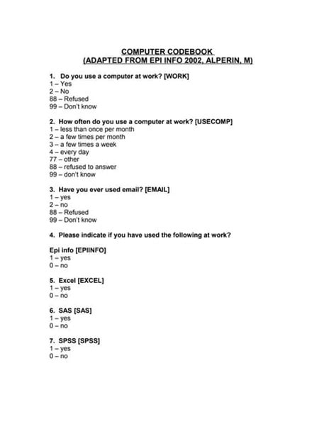 Computer Codebook Doc