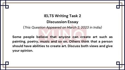 2 March 2023 IELTS Discussion Essay On Art
