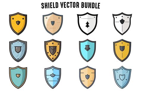 Collection Of Shield Vector Illustration Flat Style Template Free